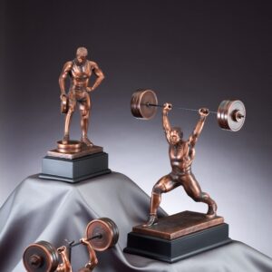 Bronze Resin Weightlifter Sculpture Award TrophyThe Trophy Trolley