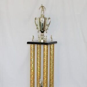 Custom 4 post Trophies on wood basesThe Trophy Trolley