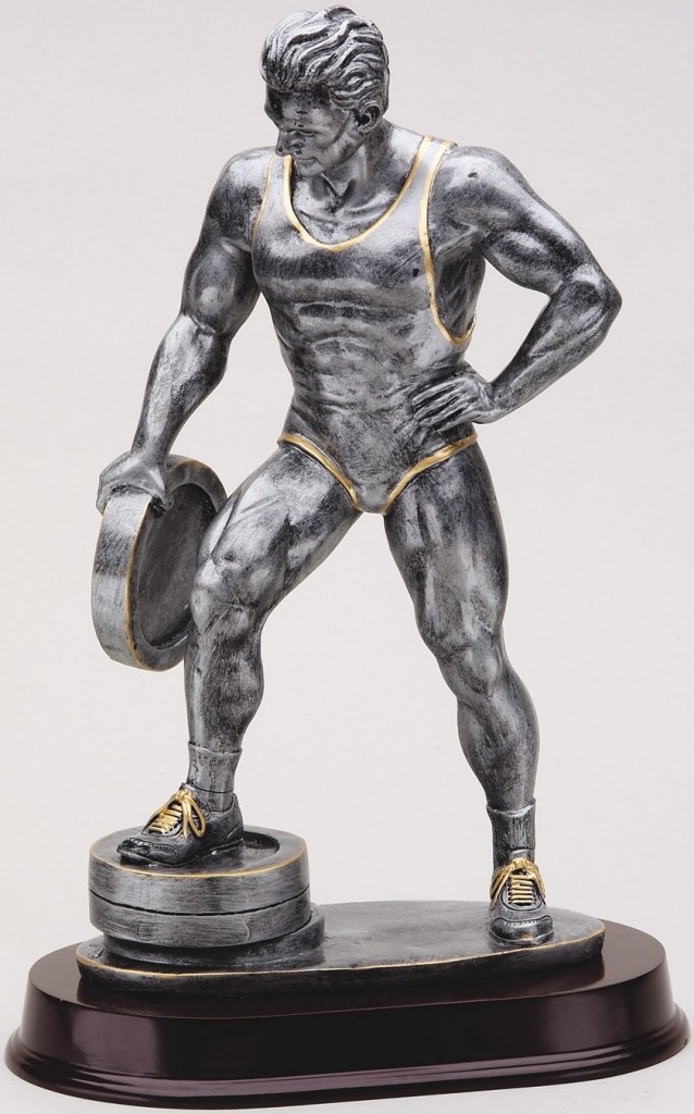 Weightlifter Large Body Builder Pewter ResinThe Trophy Trolley